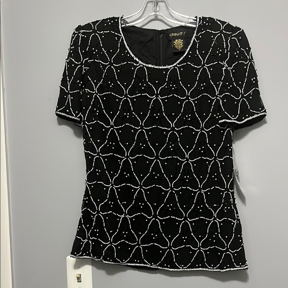 Chaudry | Tops | Nwt Chaudry Black Beaded Top | Poshmark